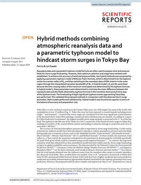 Pdf Hybrid Methods Combining Atmospheric Reanalysis Data And A Parametric Typhoon Model To