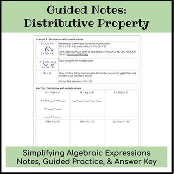 Distributive Property Guided Notes By I Got You Math TPT