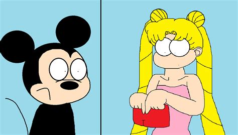 Mickey Sees Usagi Holding His Swimsuit By Ultra Shounen Kai Z On Deviantart