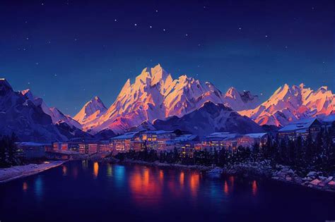 町 插画师Uomi的雪山插画图片 BoBoPic