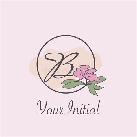 Monogram Feminine Initial B Letter Logo Concept Circle Nature Flower Vector Design Stock Vector