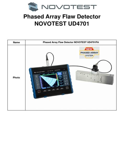 Brochure Of Phased Array Flaw Detector Novotest Ud4701 Pdf Image Scanner Nondestructive
