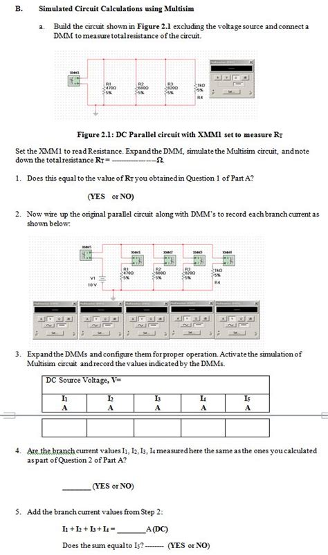 simulated circuit calculations using multisim build
