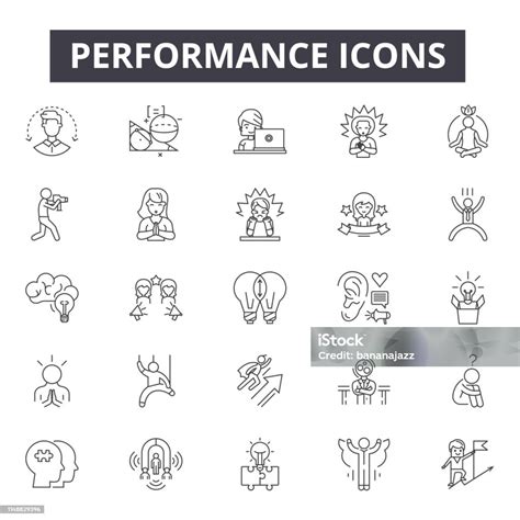 Ilustración De Iconos De Línea De Rendimiento Signos Conjunto De
