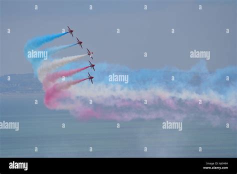 Red Arrows Aerobatic Flying Display Team Performing At Eastbourne