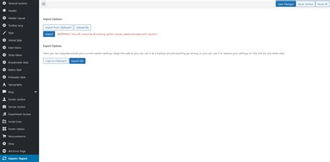 Import Export Section RSTheme
