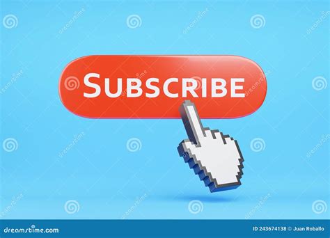 Hand Cursor Clicking On A Subscribe Button 3d Illustration Stock