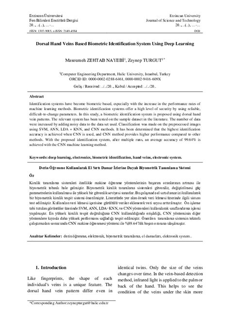 Pdf Dorsal Hand Veins Based Biometric Identification System Using