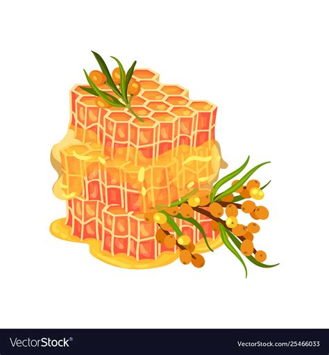 Multilayer Honeycomb Honey Flows Around Edges Vector Image