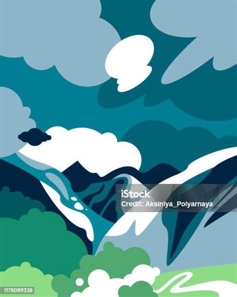 발 슬로프 빙하 와 눈 모자에서 산 여름 풍경 숲과 나무 관광 생태 환경 보존을위한 배너 벡터 그림입니다 0명에 대한 스톡 벡터 아트 및 기타 이미지 Istock