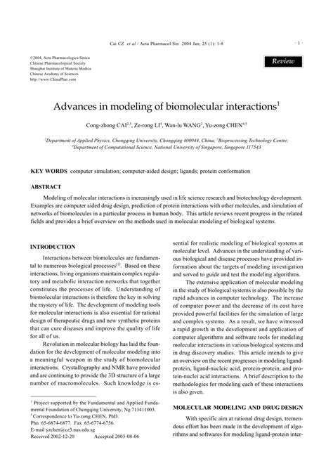 Pdf Advances In Modeling Of Biomolecular Interactions