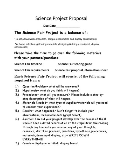 Science Project Proposal Pdf Experiment Science