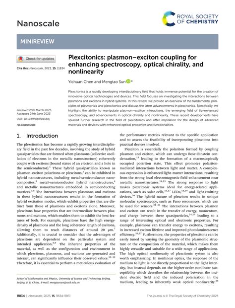 Pdf Plexcitonics Plasmon Exciton Coupling For Enhancing Spectroscopy