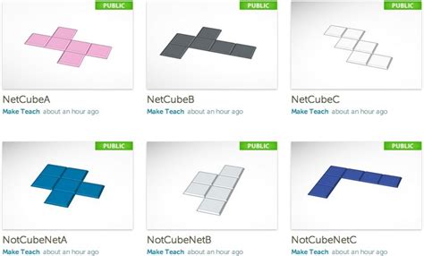 Nets Of A Cube Geometry Manipulative Set By DesignMakeTeach Download Free STL Model