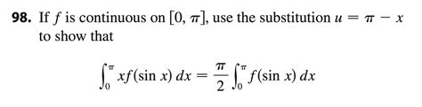 solved if f ﻿is continuous on 0 π ﻿use the substitution