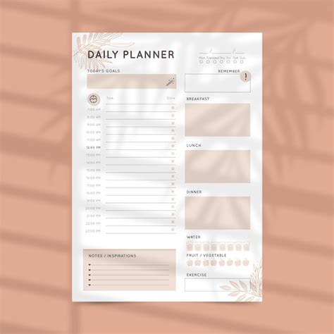 미니멀리스트 일일 플래너 템플릿 무료 벡터