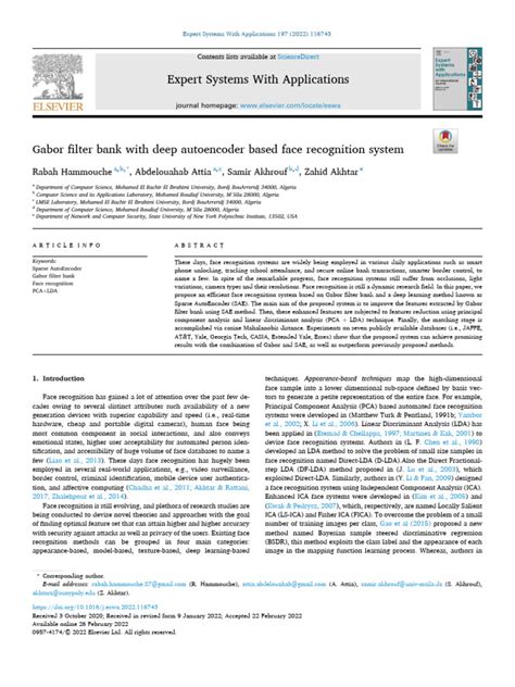 Gabor Filter Bank With Deep Autoencoder Based Face Recognition System Pdf