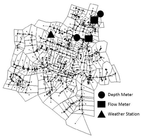 Stormwater System Epa Swmm Model With The Installed Sensors Download Scientific Diagram
