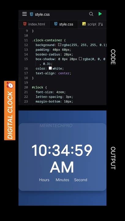 🕒 Digital Clock Using Html Css And Javascript Real Time Clock Ui Digitalclock Shorts Youtube