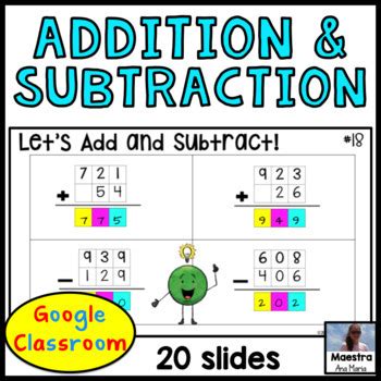 Addition And Subtraction For Google Classroom Place Value TpT