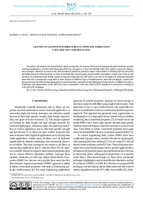 Pdf A Review On Aluminium Hybrid Surface Composite Fabrication Using