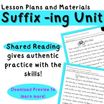 Suffix Ing Unit With Lesson Plans Reading And Writing Suffix Ing
