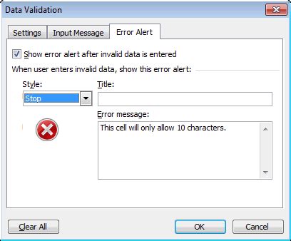 MS Excel Set Up A Cell To Allow A Specific Number Of Characters