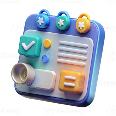 D Colorful UI Design Task Management App PNG