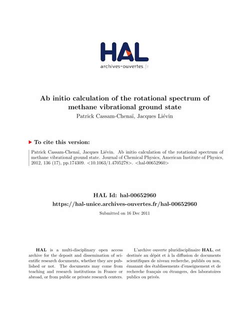 PDF Ab Initio Calculation Of The Rotational Spectrum Of Theoretical Setting Of Our