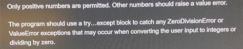 Solved Only Positive Numbers Are Permitted Other Numbers