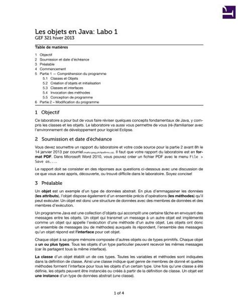 les objets en java labo 1