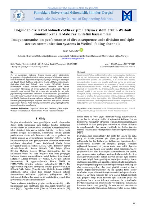 Pdf Image Transmission Performance Of Direct Sequence Code Division Multiple Access