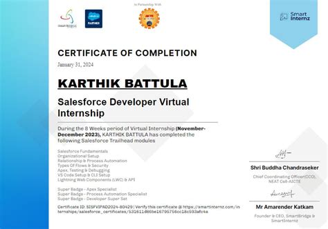 Karthik Battula On Linkedin Smartinternz Thesmartbridge Aicte Salesforce Skilledonsalesforce…