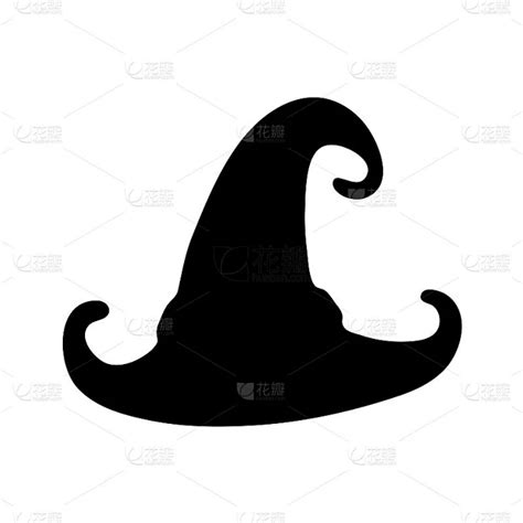 女巫魔法帽向量。女巫帽元素剪影万圣节派对装饰素材 花瓣网