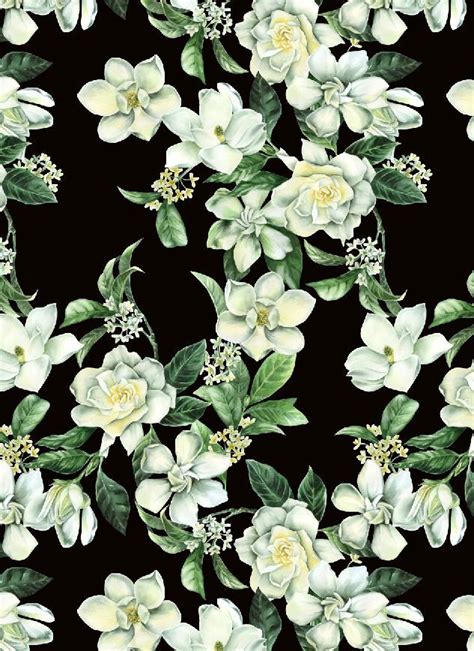 Лунная ночь цветочный паттерн Цветочный рисунок Ботанические принты Ботанические иллюстрации