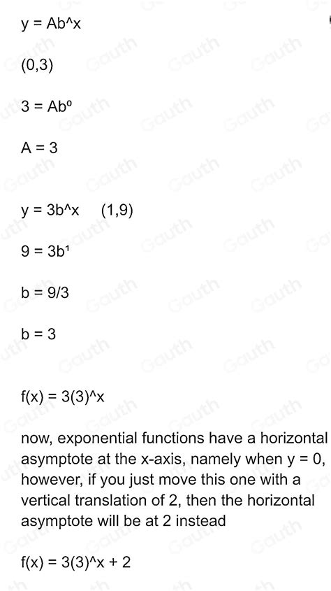 Solved Find An Exponential Function With A Horizontal Asymptote Y2 Whose Graph Contains The
