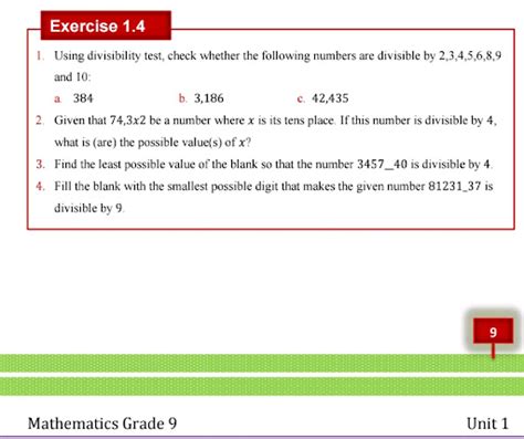exercise 1 4 using divisibility test check whether the following numbers