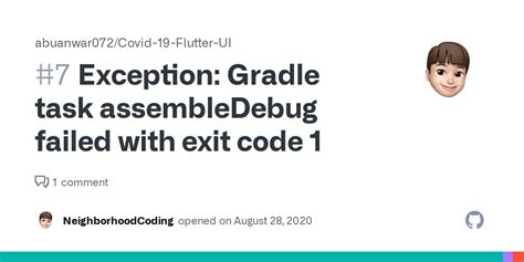 exception gradle task assembledebug failed with exit code 1 · issue 7