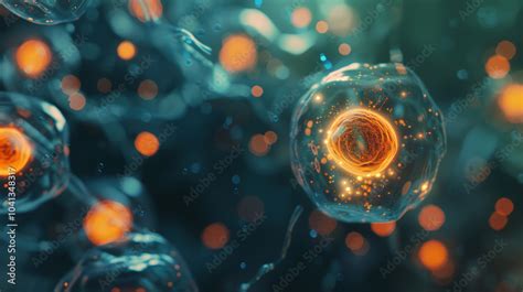 Microscopic View Of A Cell Undergoing Apoptosis With Visible Shrinking Nucleus And Chromatin