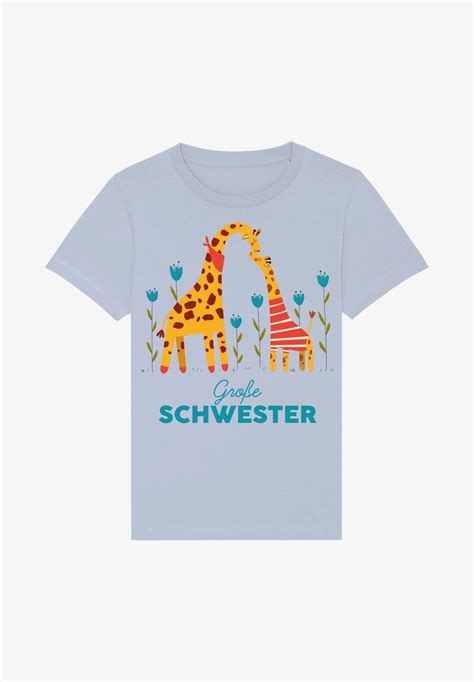 Watapparel Giraffe Große Schwester T Shirt Print Serene Blue