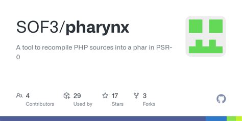 github sof3 pharynx a tool to recompile php sources into a phar in psr 0