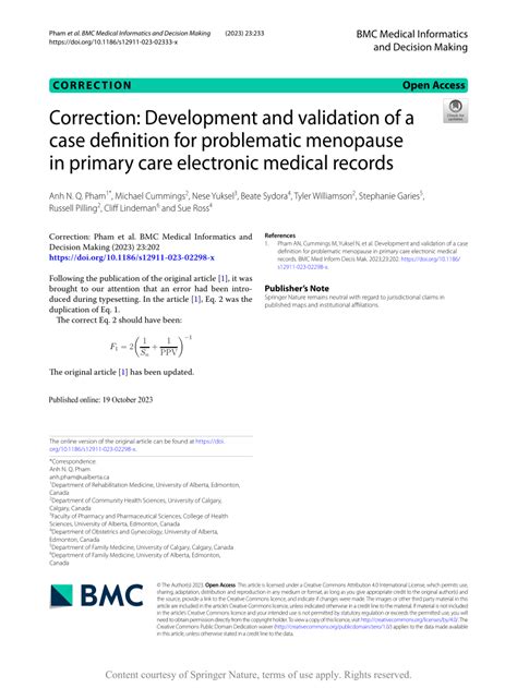 Pdf Correction Development And Validation Of A Case Definition For
