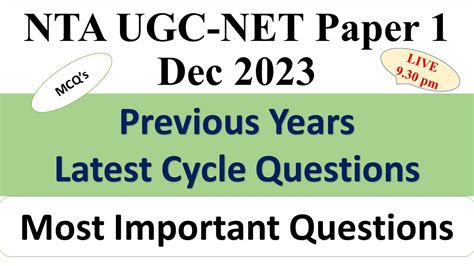 Previous Year Questions Teaching And Research Aptitude 2022 And 2033 Cycle Mcqs Ugc Nta Net