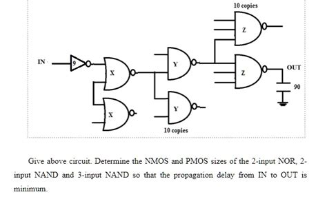 solved 10 copies in out given the above circuit determine the nmos and pmos sizes of the 2