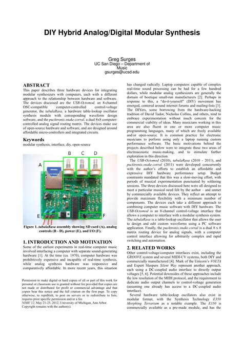 Pdf Diy Hybrid Analog Digital Modular Synthesis