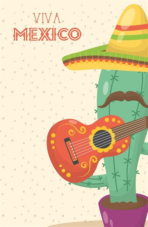 Viva Mexico Celebration With Cactus And Hat 1942469 Vector Art At Vecteezy