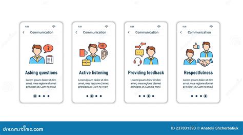 Effective Communicate Onboarding Mobile App Screen Stock Vector