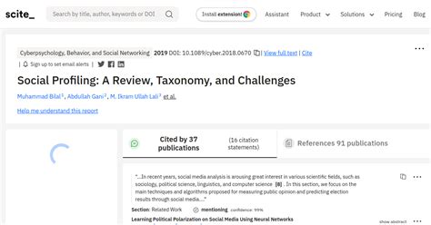 [citation Report] Social Profiling A Review Taxonomy And Challenges