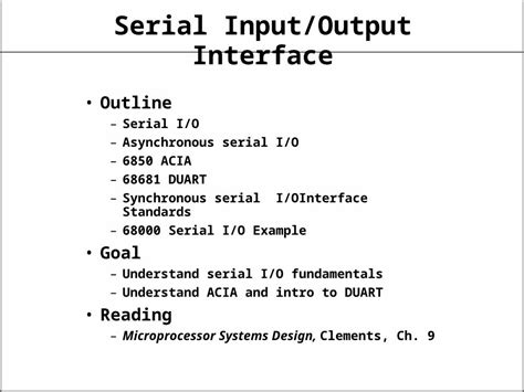 Ppt Serial Inputoutput Interface Outline Serial Io Asynchronous