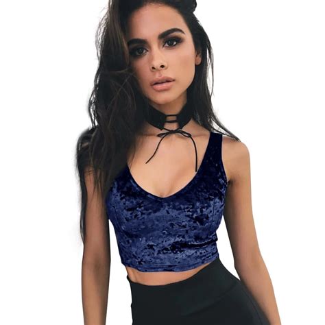 Buy Sexy Women Halter Crop Tops Velvet Bralette Bralet
